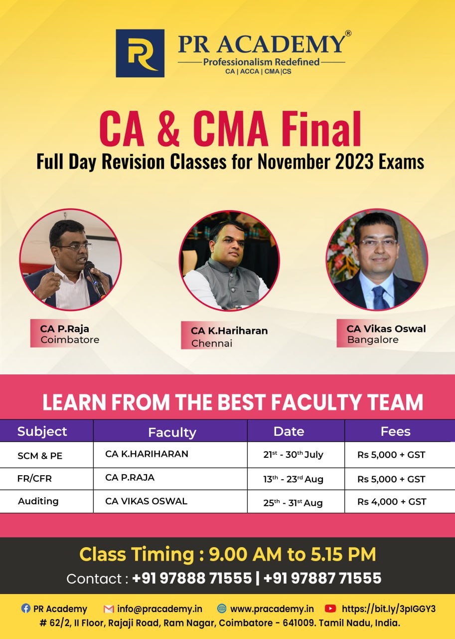 CA Institute in Coimbatore, CS, ACCA, CMA Coaching Center - PR Academy