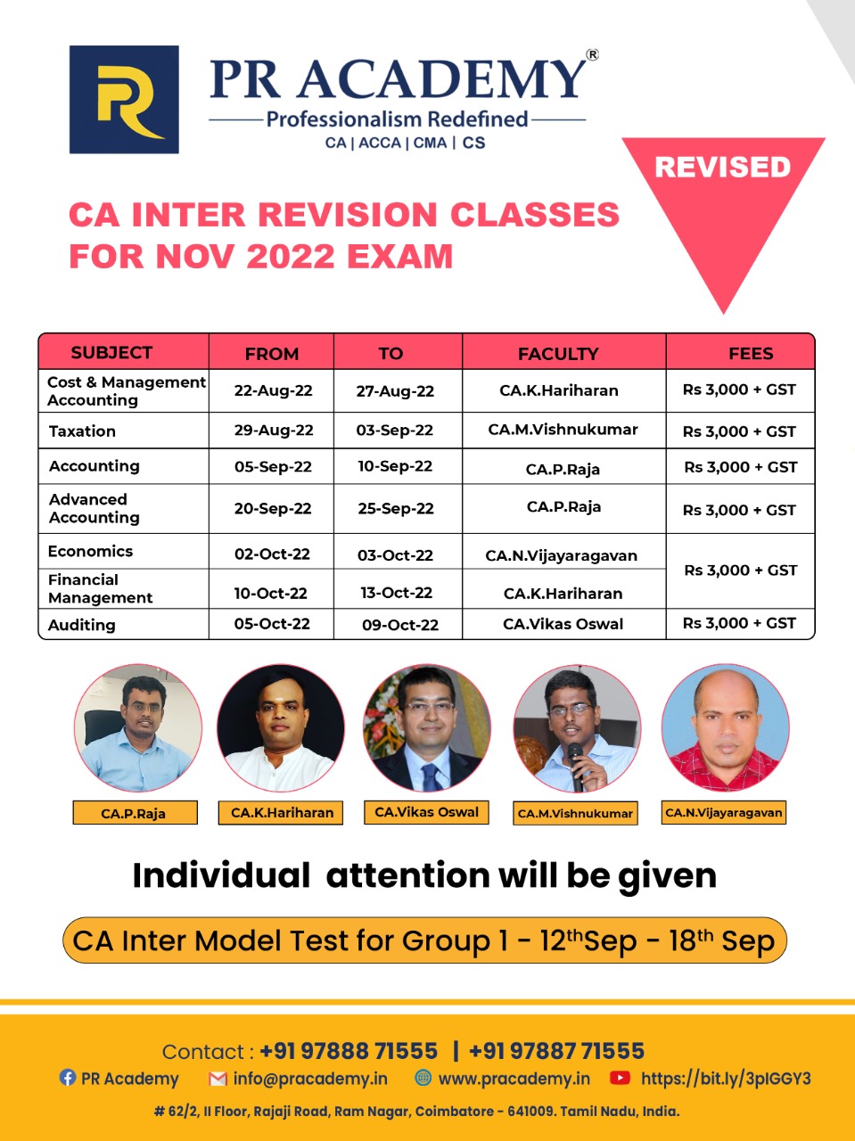 PR ACADEMY - TIME TABLE