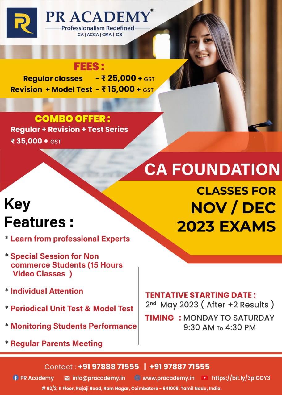 CA Foundation Classes for December 2023 Exam - PR Academy